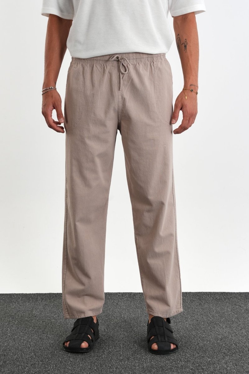 Defy Rahat Kalıp Keten Görünümlü Pantolon Toprak – Redline